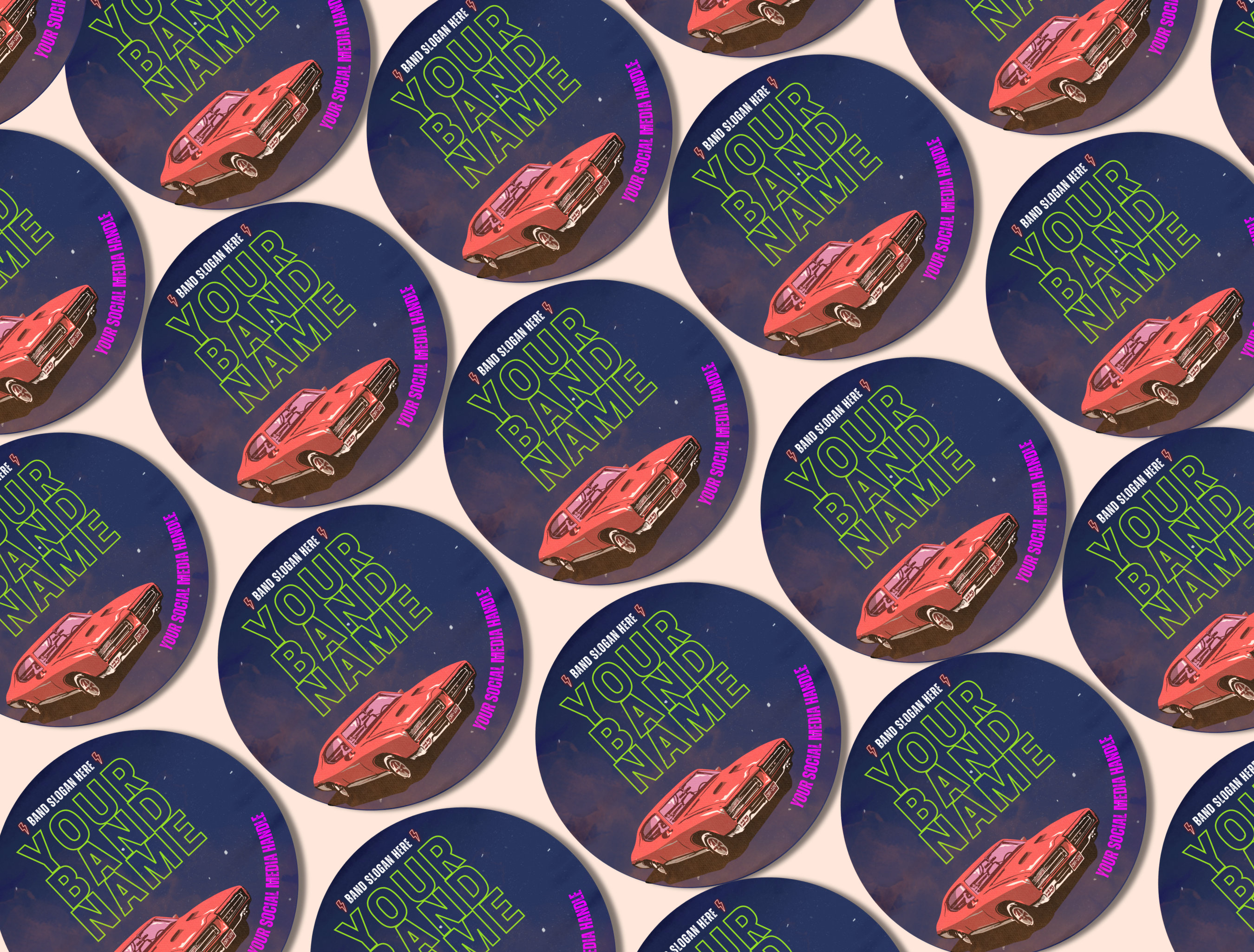 Retro Muscle Car Editable Sticker Template, Instant Download Printable ...