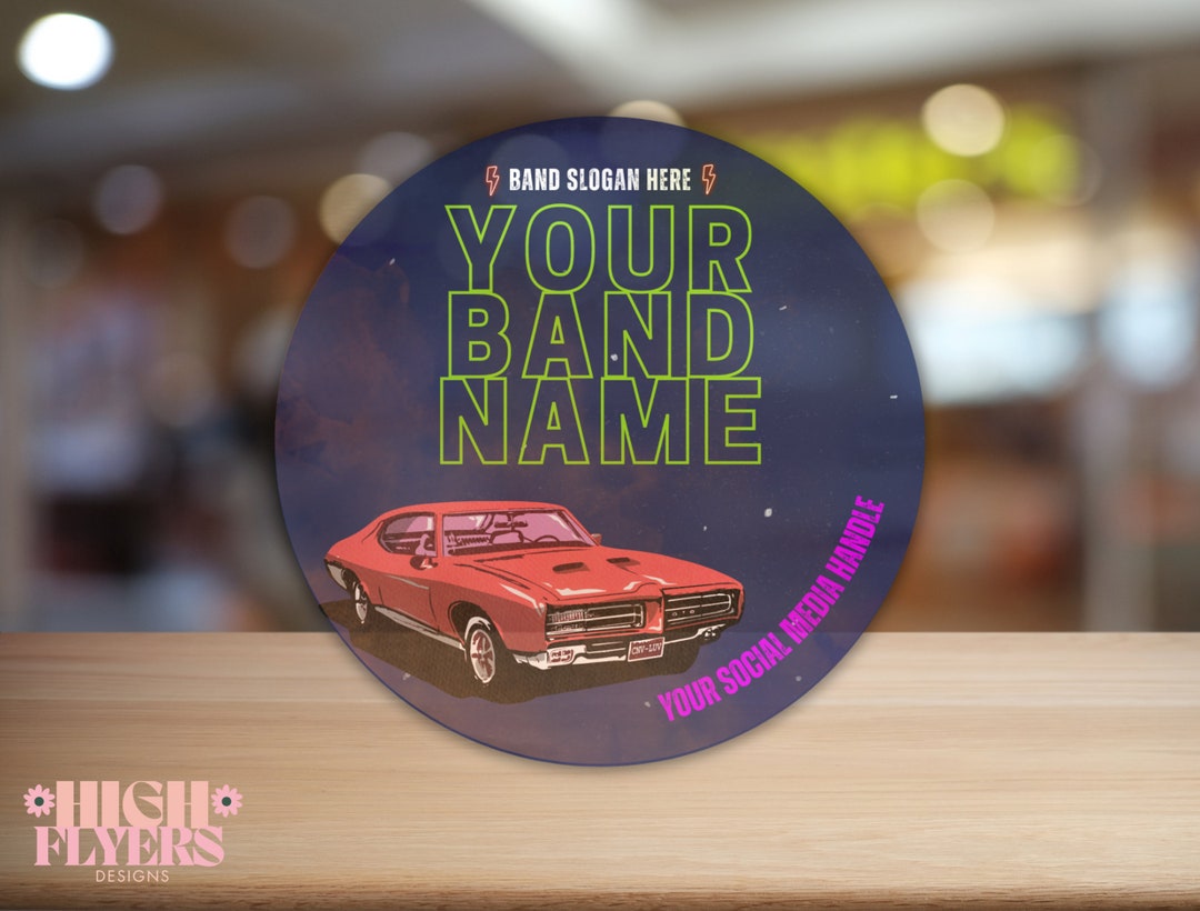 Retro Muscle Car Editable Sticker Template, Instant Download Printable ...