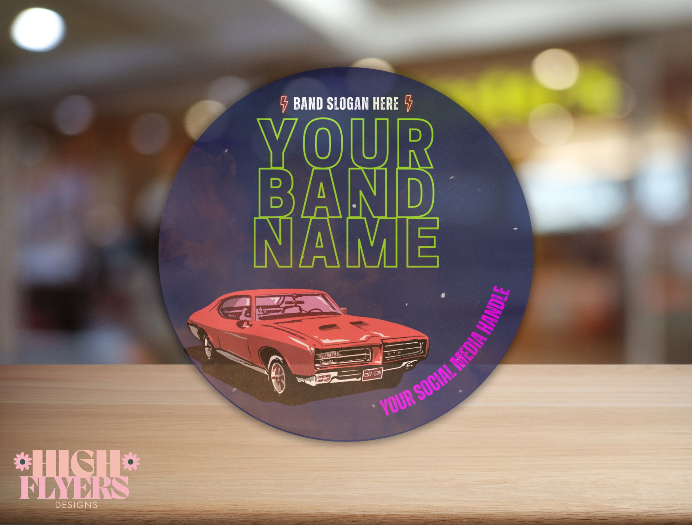 Retro Muscle Car Editable Sticker Template, Instant Download Printable ...