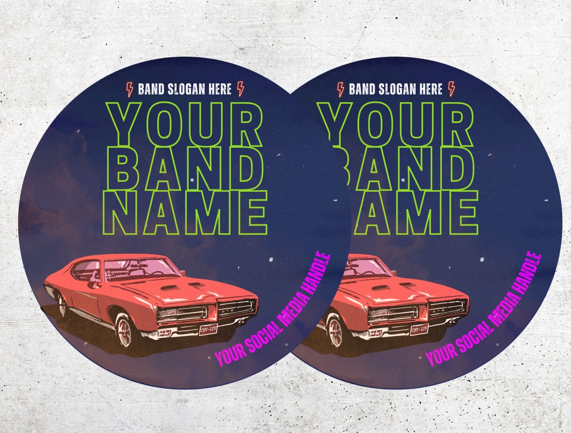 Retro Muscle Car Editable Sticker Template, Instant Download Printable ...