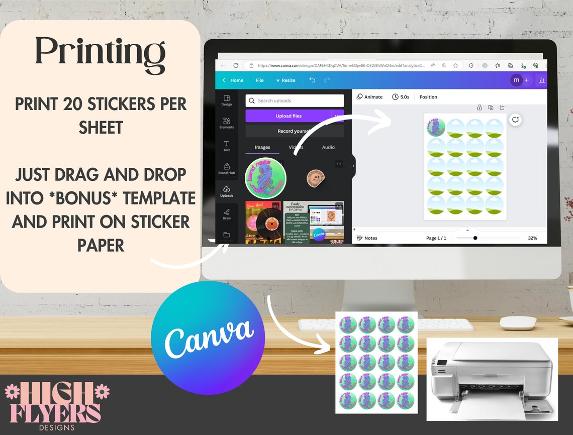 Editable Canva Sticker Template, Customizable Sticker Design, DIY ...
