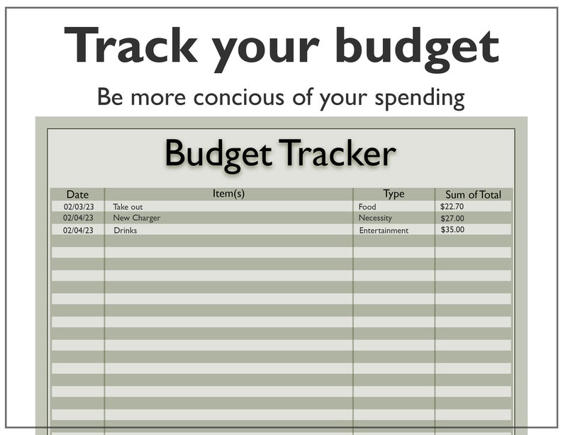 Minimal Digital Budget Tracker Simple Tracker for Expenses and Savings ...