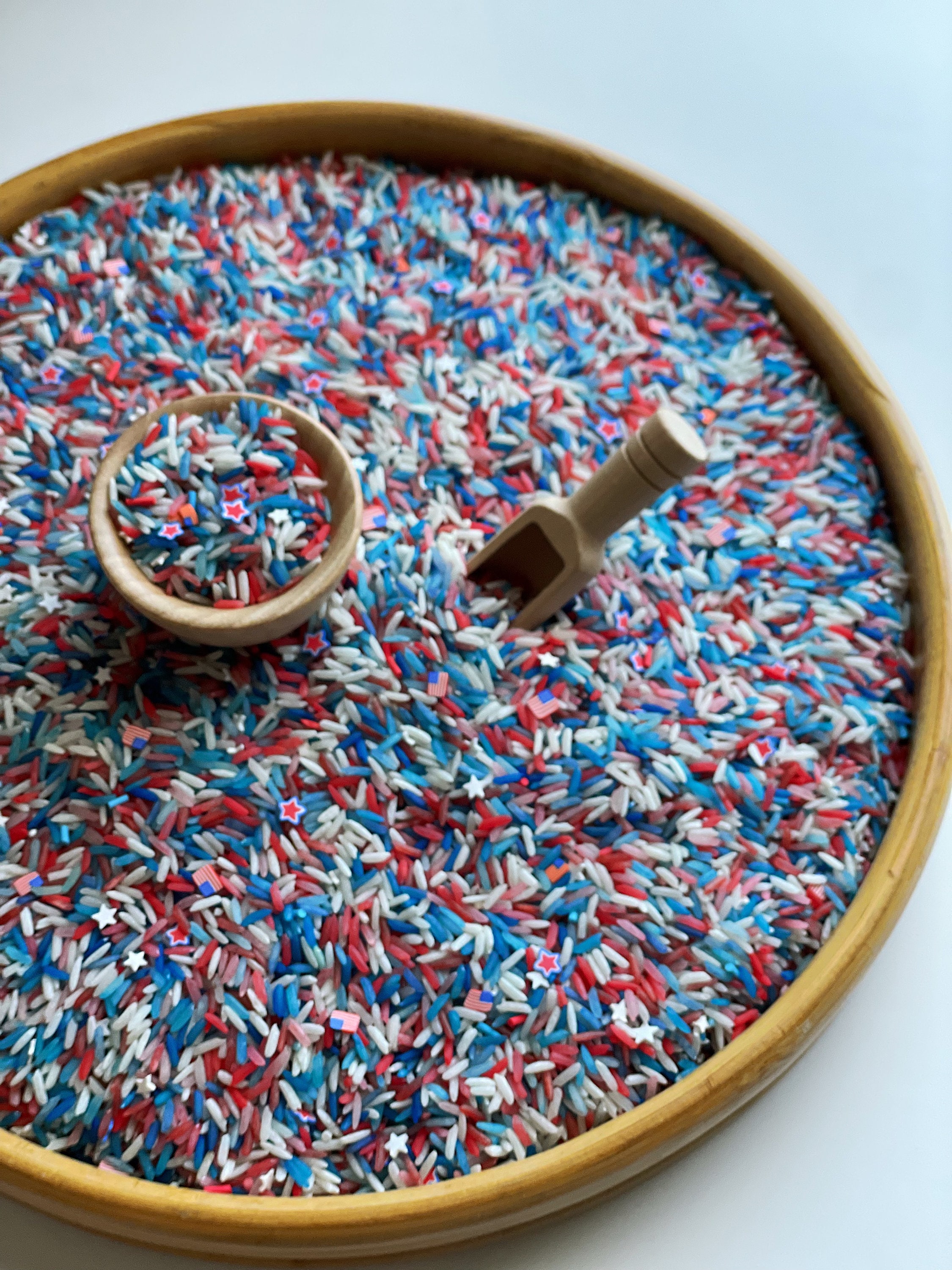 3 Cups Patriotic 4th of July USA Sensory Play Rice Filler Mix Red White ...