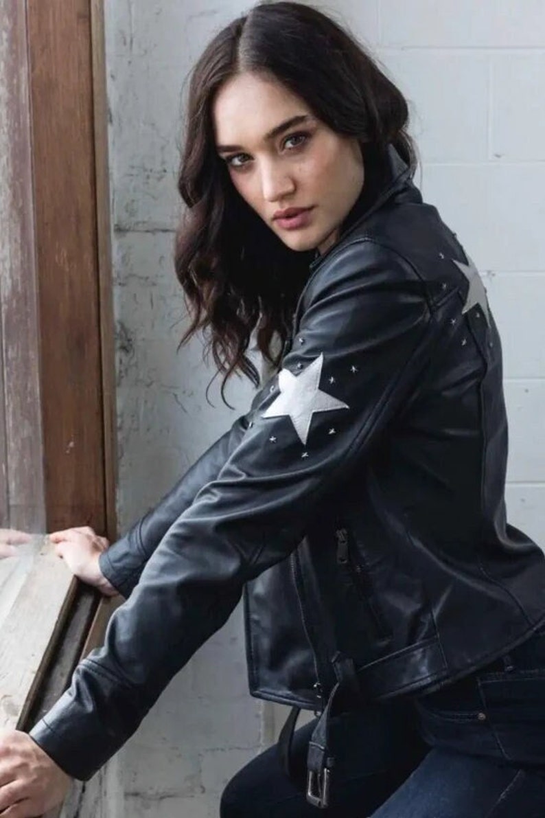 Premium Design Star Leather Jacket for Women - Etsy