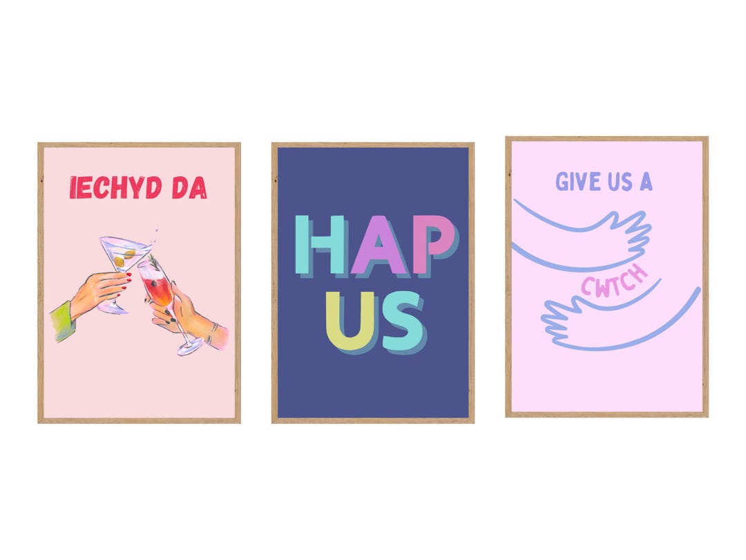 Welsh Poster Bundle - Digital Download Set of 3 | Hapus | Iechyd Da ...