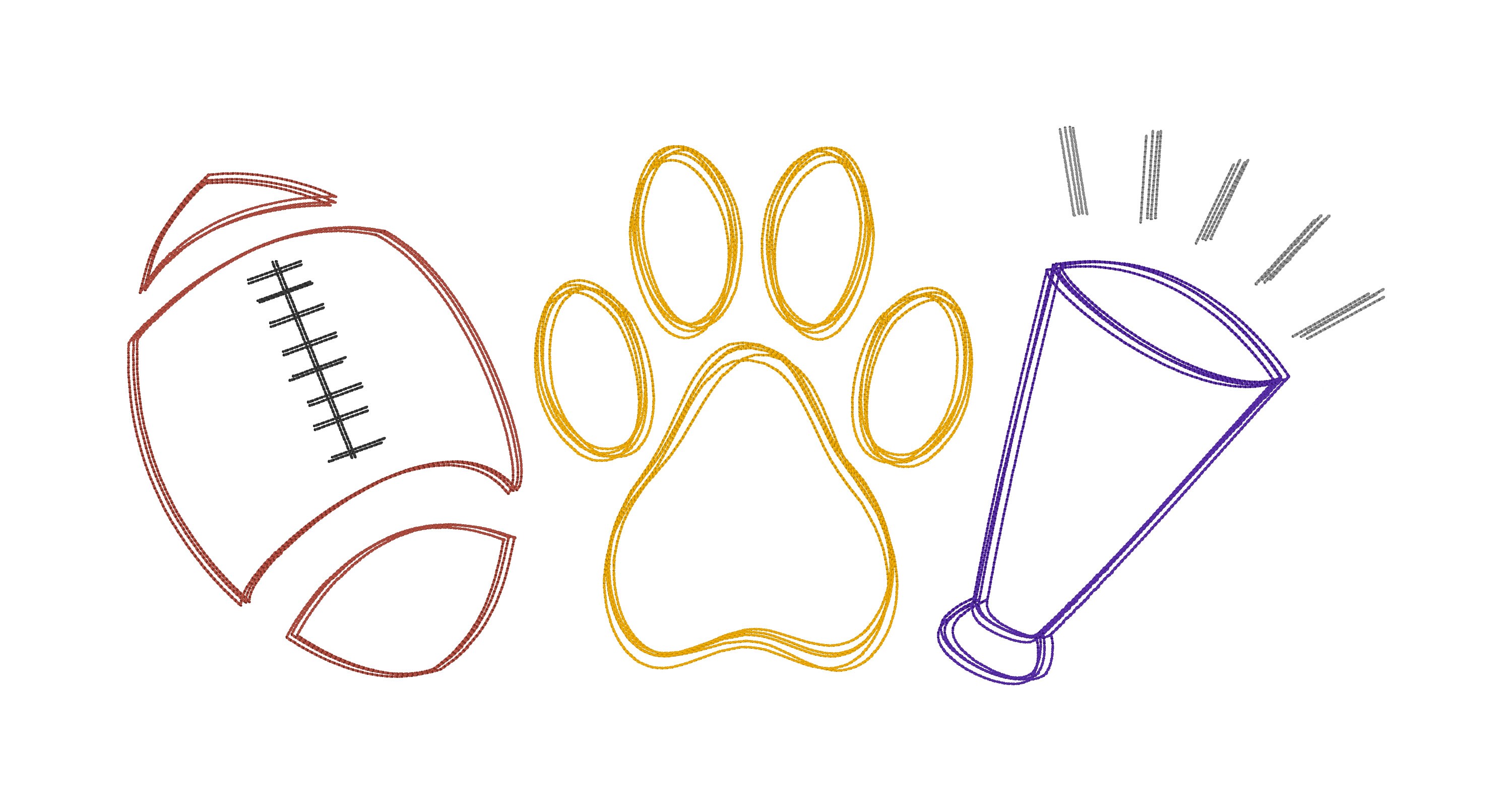 Football Paw Print Megaphone Trio Embroidery Design - Etsy