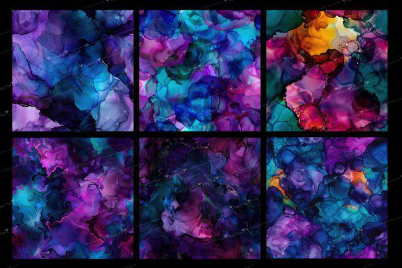 20 Midnight Ink Watercolour Textures Digital Paper Pack Black Purple ...