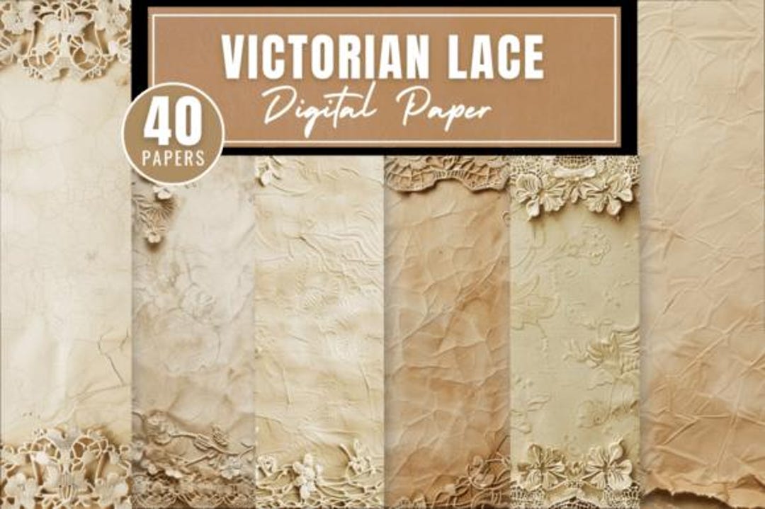 40 Vintage Victorian Lace Antique Digital Paper Pack, HD Images ...