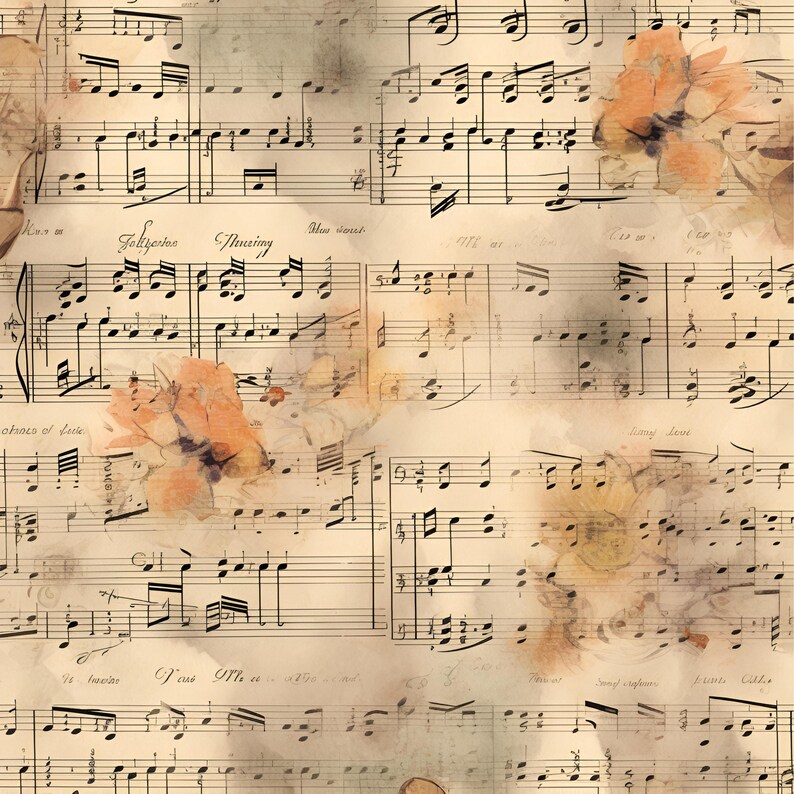 16 Old Vintage Digital Music Paper Pack Vintage Seamless Decoupage ...