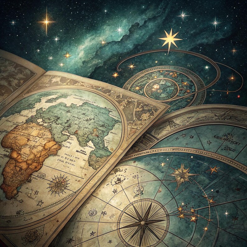20 Vintage Celestial Map Paper Pack – Digital Seamless Decoupage ...