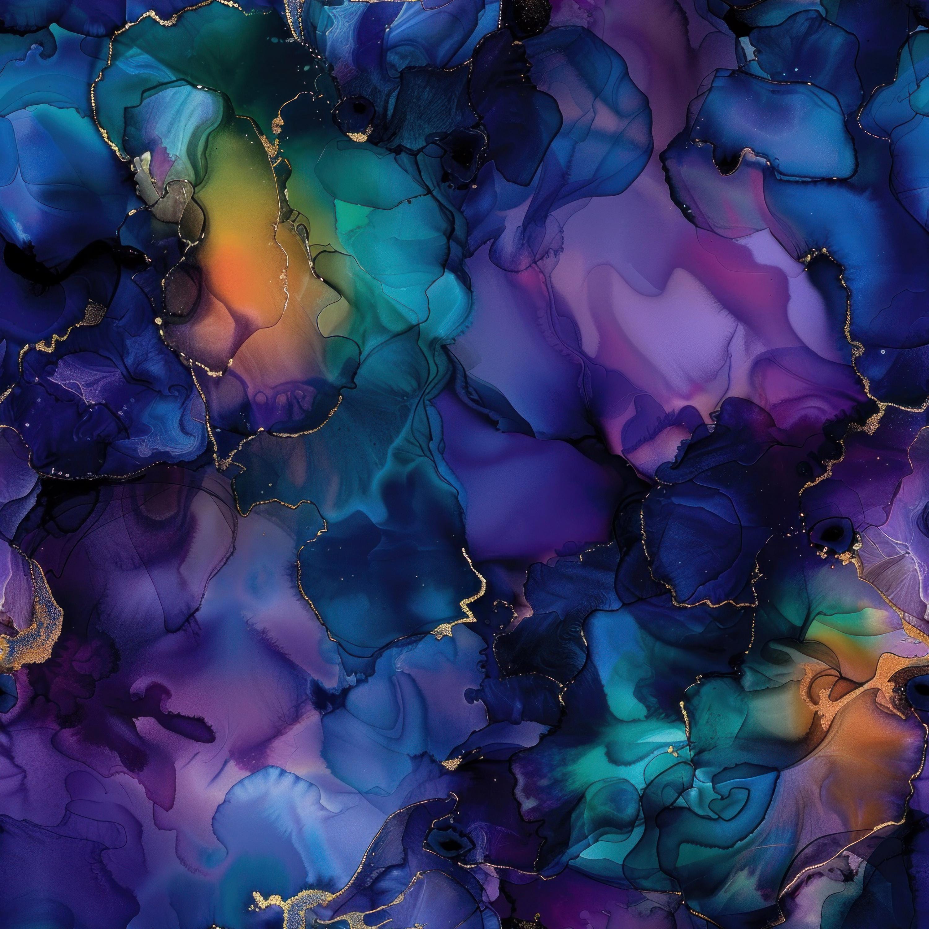20 Midnight Ink Watercolour Textures Digital Paper Pack Black Purple ...