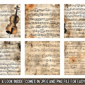 16 Old Vintage Digital Music Paper Pack Vintage Seamless Decoupage ...