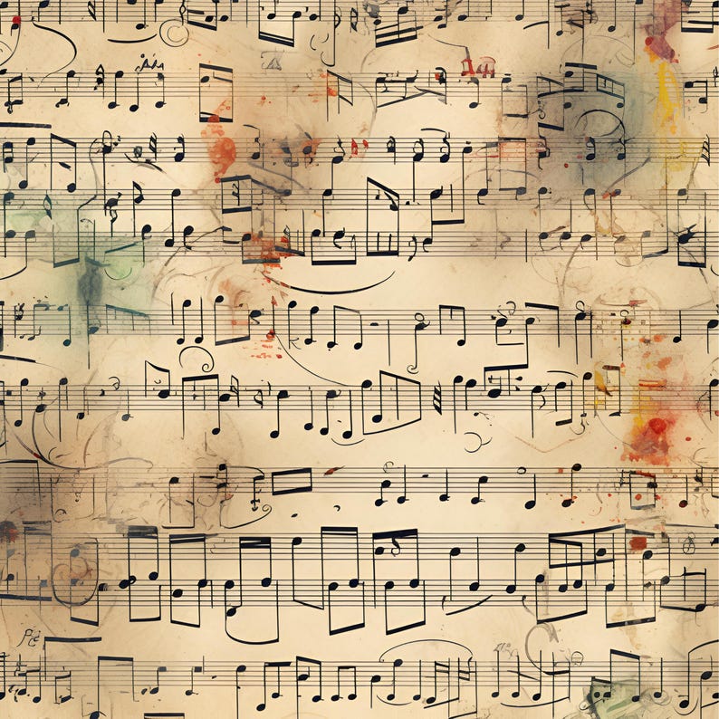 16 Old Vintage Digital Music Paper Pack Vintage Seamless Decoupage ...