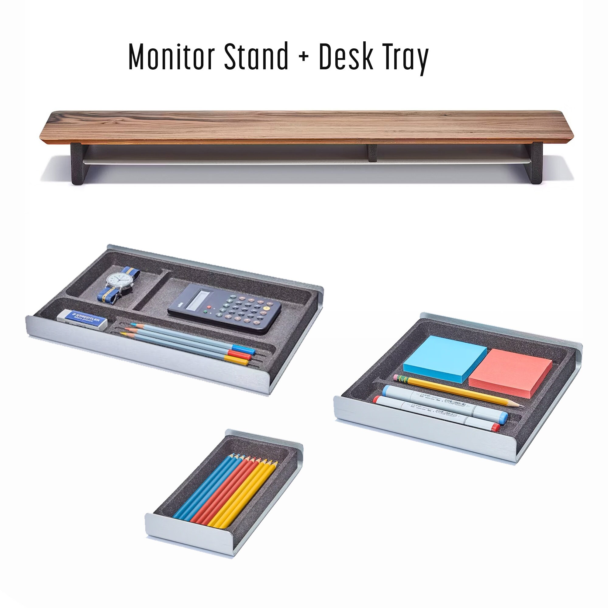 Office Organizer Set Monitor Desk Monitor Trays Desk Organizer Desk ...