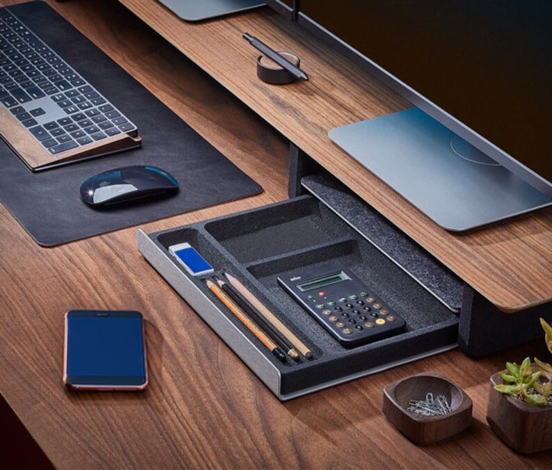 Office Organizer Set Monitor Desk Monitor Trays Desk Organizer Desk ...