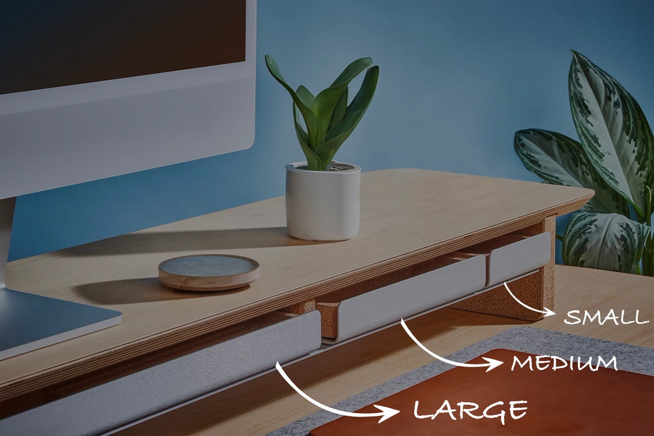 Office Organizer Set Monitor Desk Monitor Trays Desk Organizer Desk ...