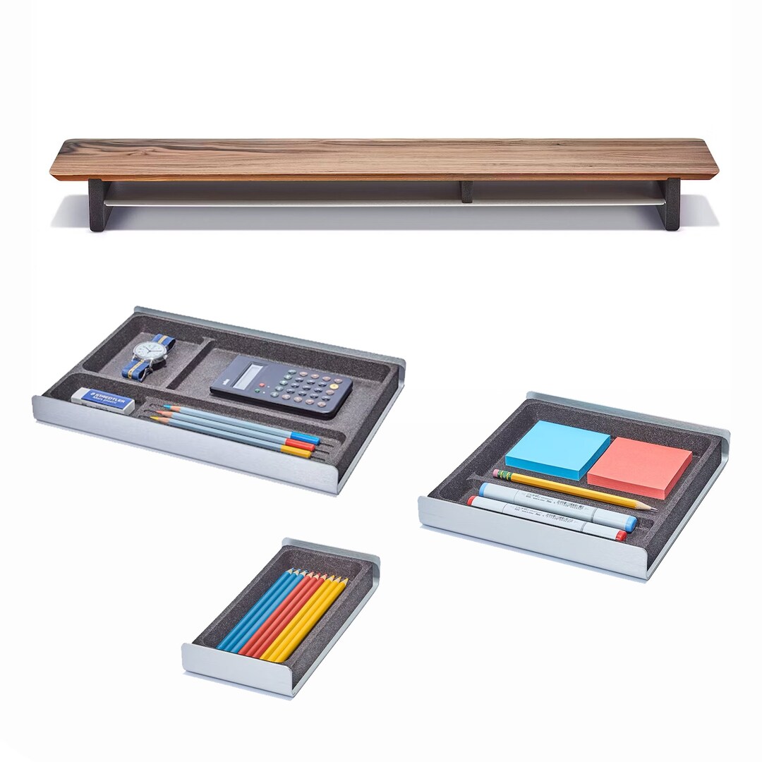 Office Organizer Set Monitor Desk Monitor Trays Desk Organizer Desk ...