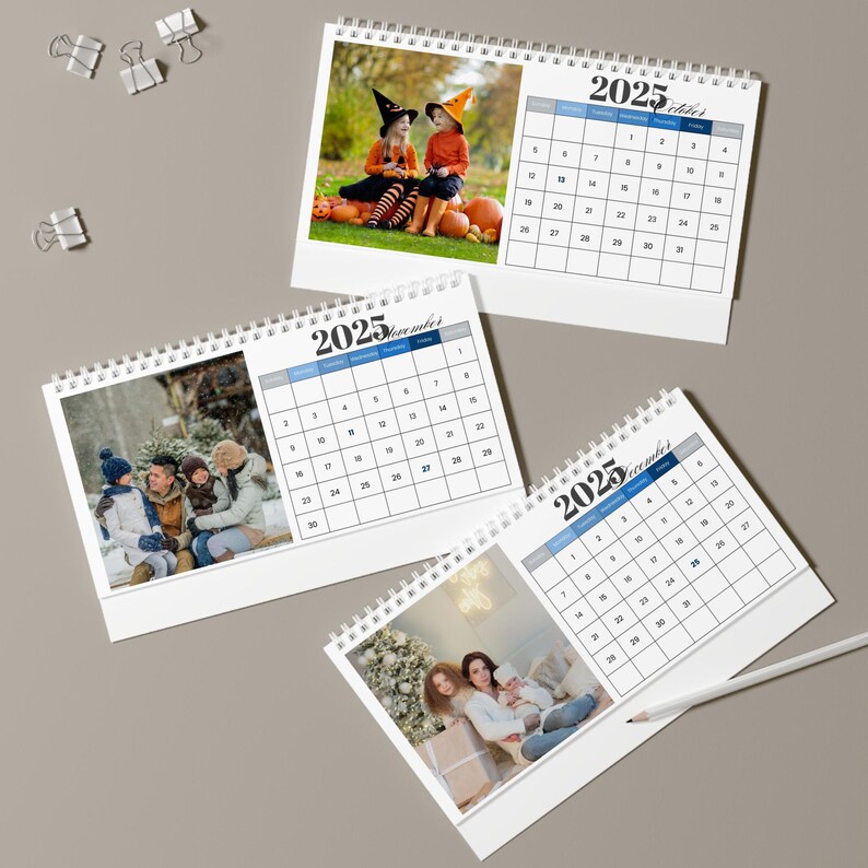 Custom Family Photos Desk Calendar 2025,personalized Desk Calendar ...