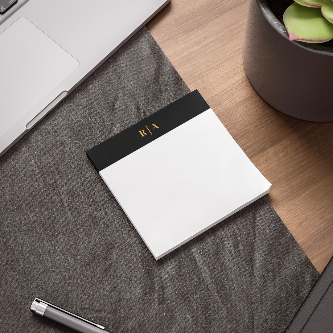 Monogram Black Gold| Minimalist Sticky Note Pad,bulk Custom Name ...