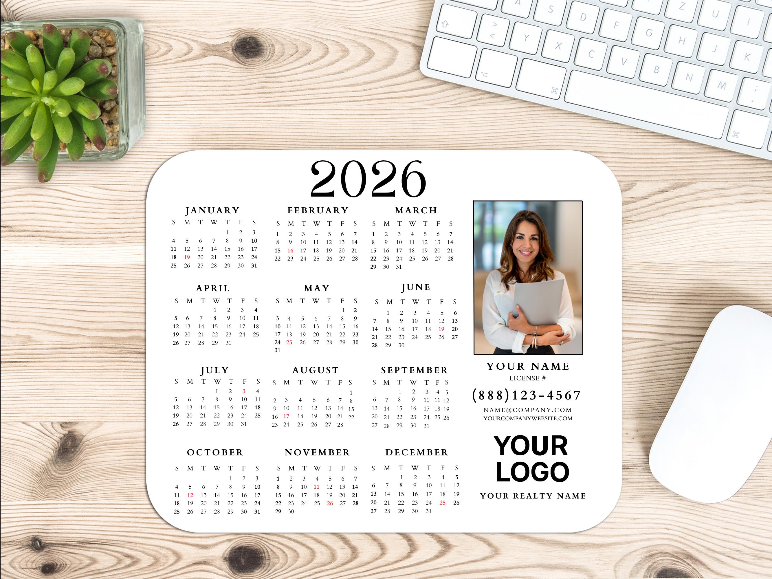 Personalized Real Estate Agent Mousepad: 2026 Calendar, Realtor Client ...