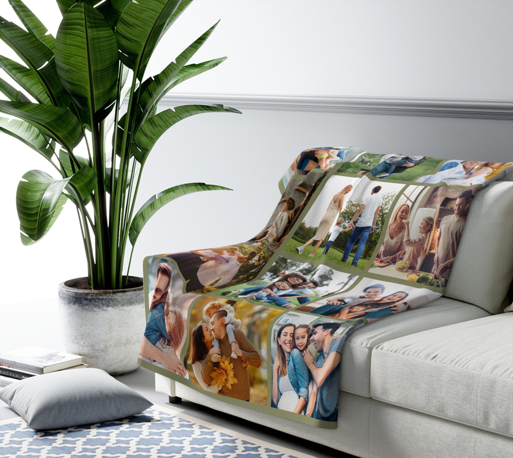 Custom Family Photo Blanket: Personalized Fleece Throw, Xmas Decor - Etsy