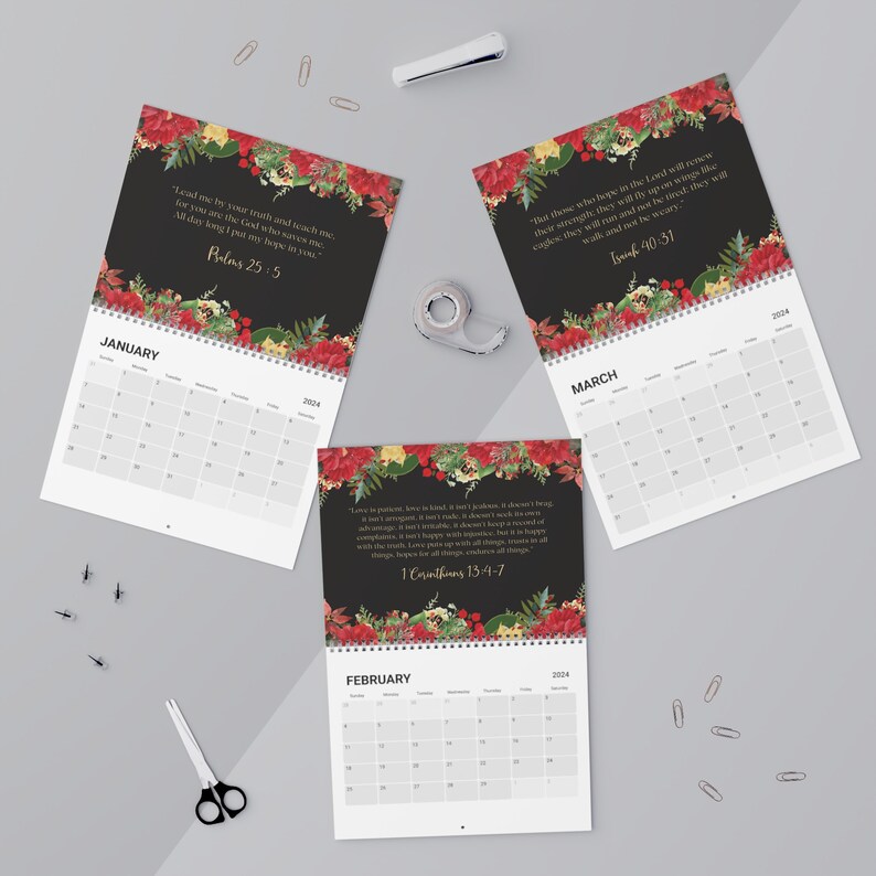 Custom Bible Verses Wall Calendar 2024,scriptures Calendar,christian ...