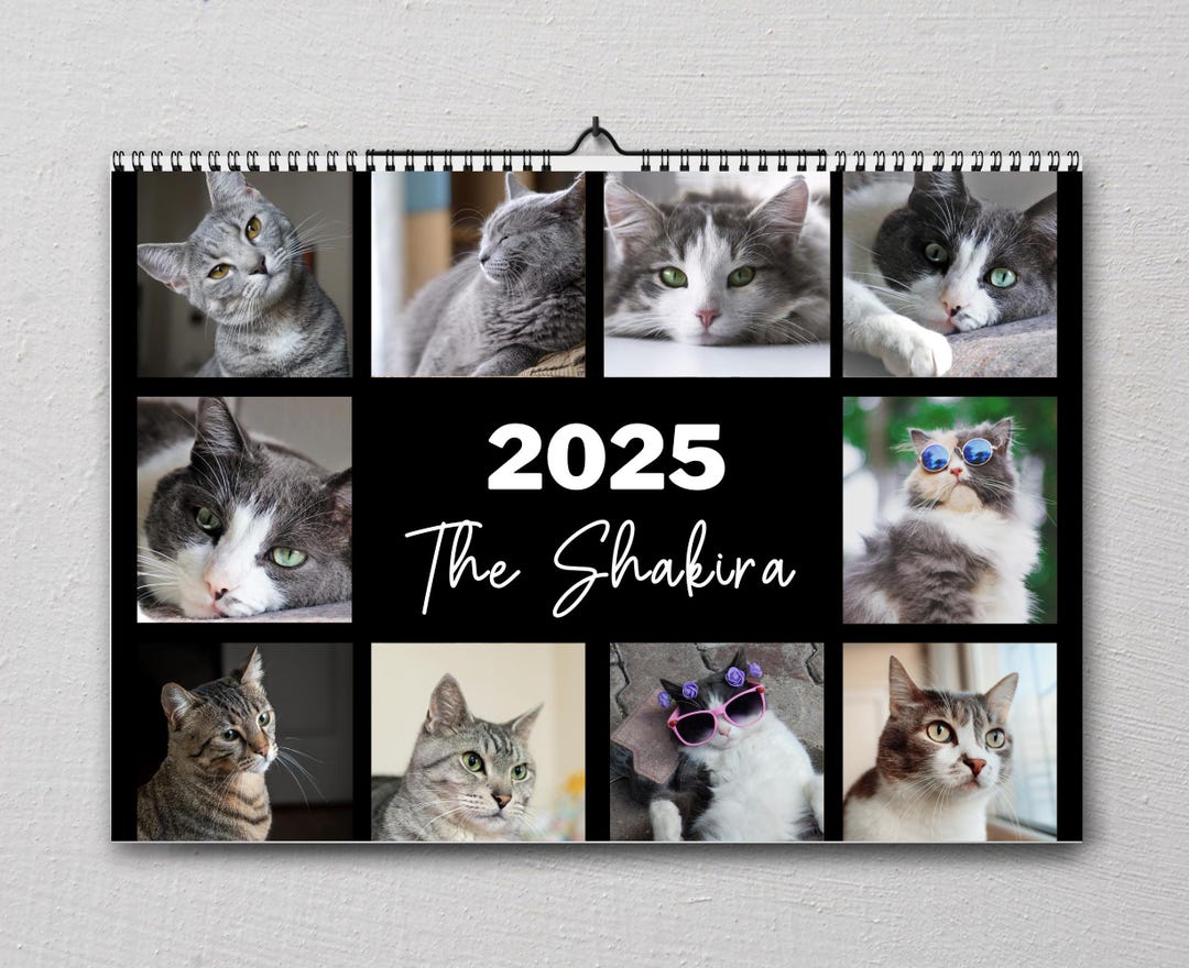 Personalized 2025 Cat Photos Wall Calendar,custom Cat Photos Calendar ...
