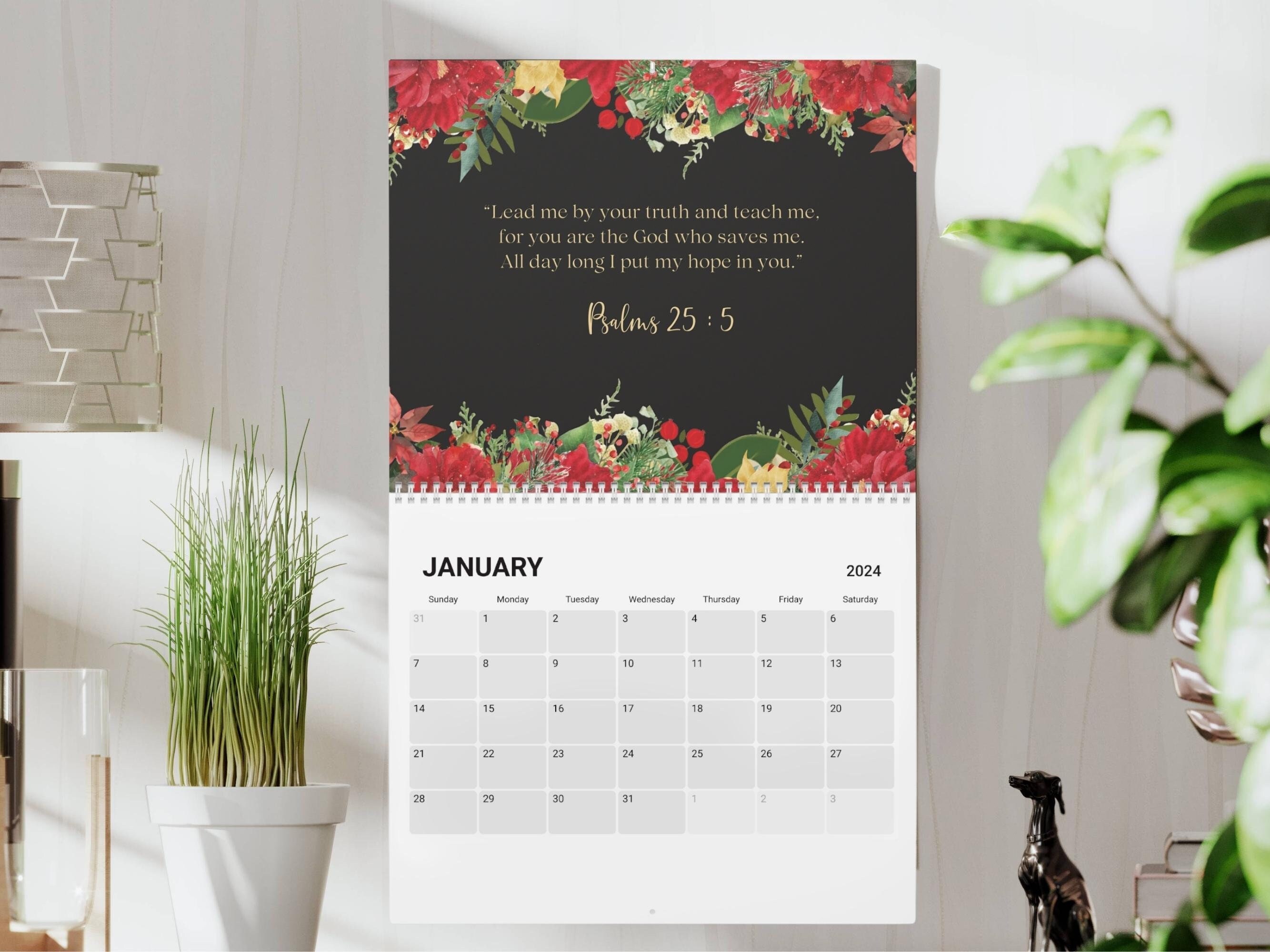 Custom Bible Verses Wall Calendar: Christian New Year Gift,christian ...