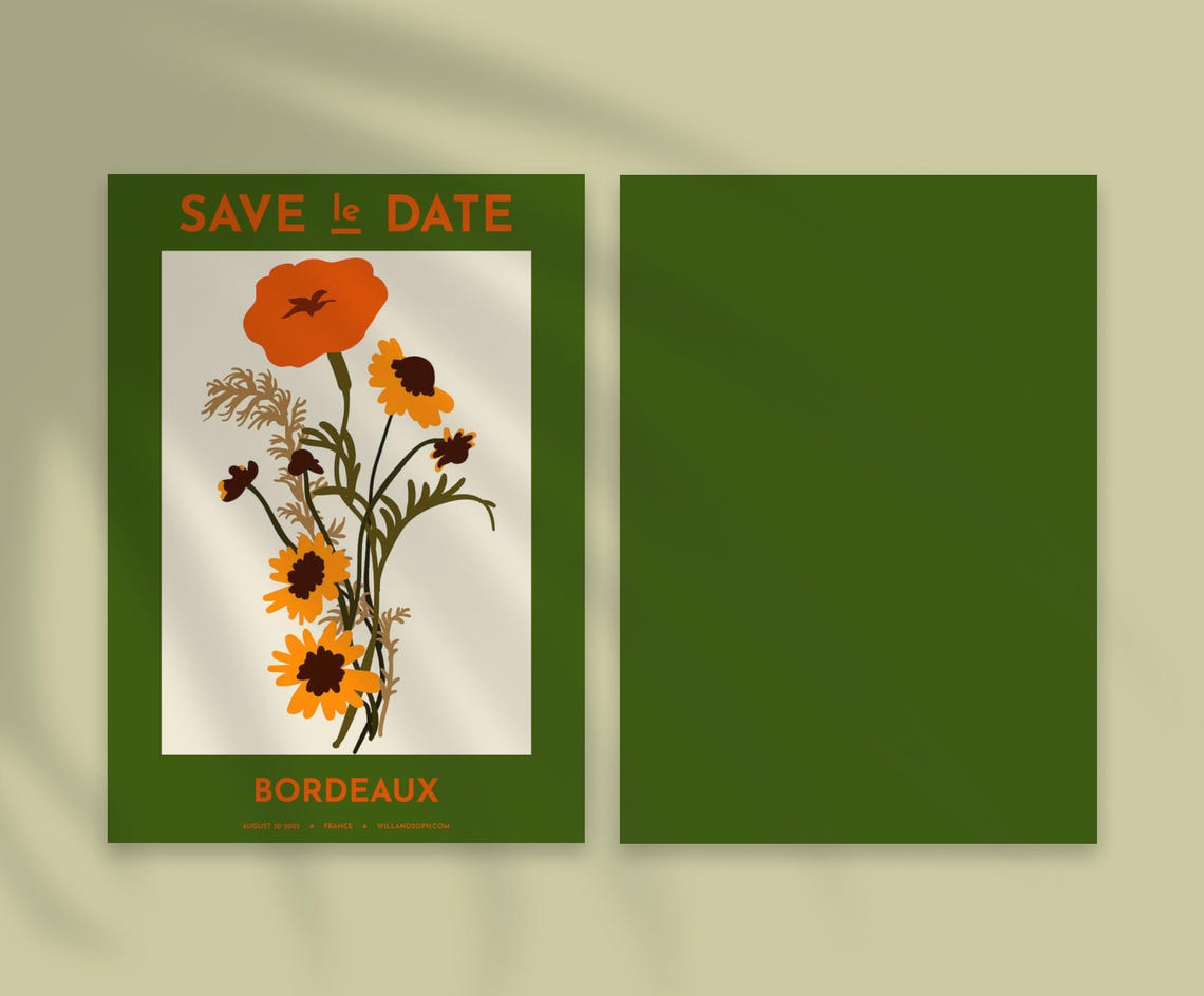 Floral Save the Date Dinner Party Invitation Wedding Rehearsal Save the ...