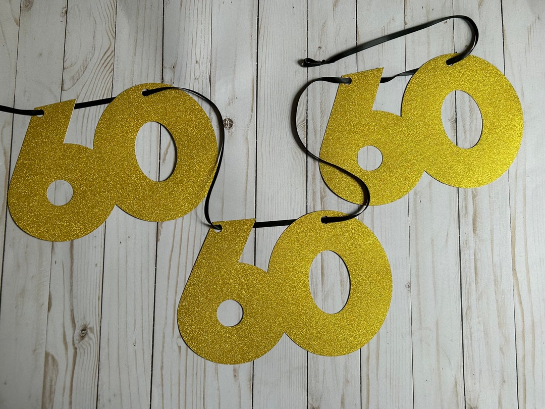 60th Gold Glitter Banner - 60th Birthday Banner - 60th Anniversary ...
