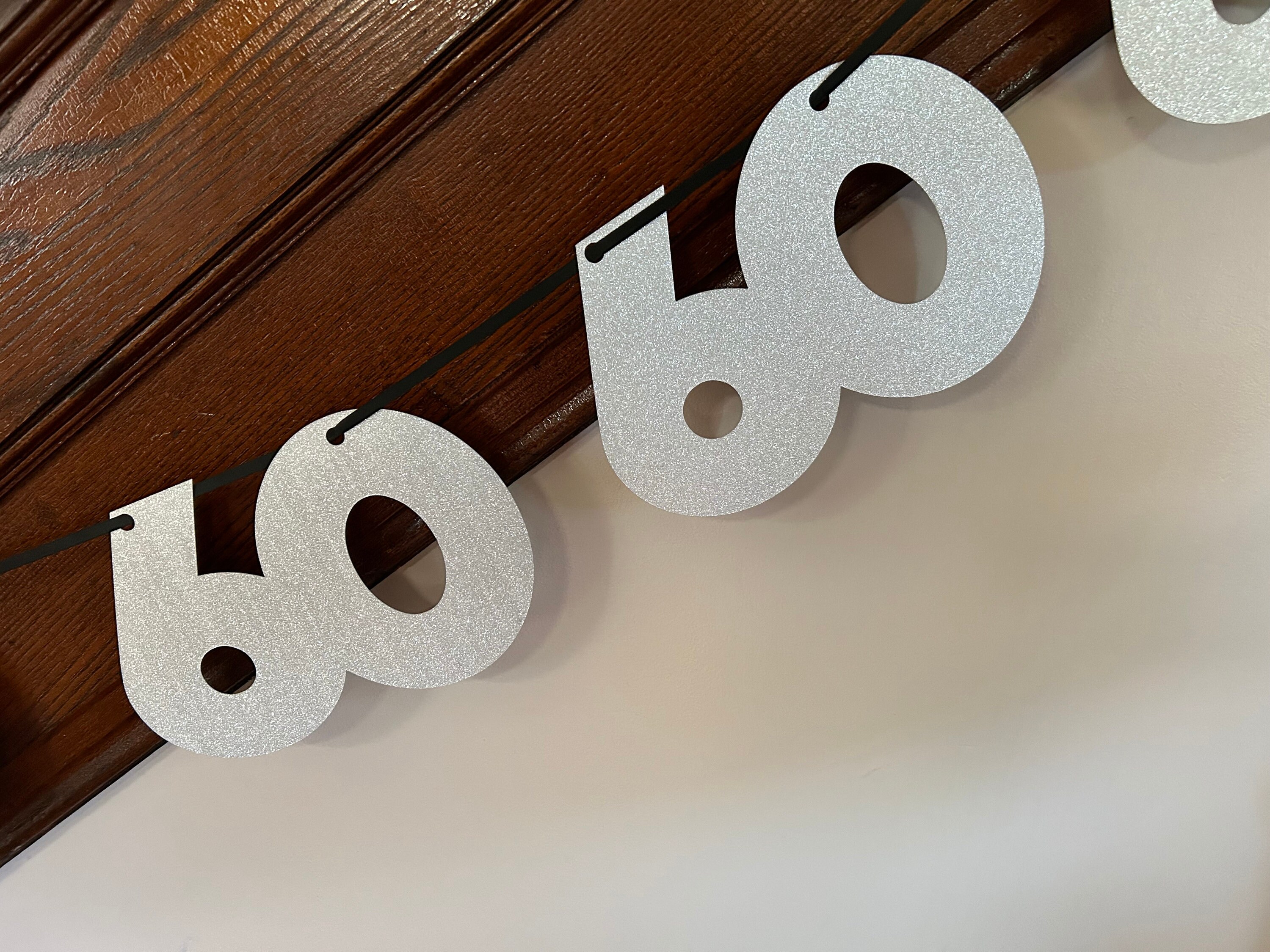60th Silver Glitter Banner 60th Birthday Banner 60th Anniversary Banner ...