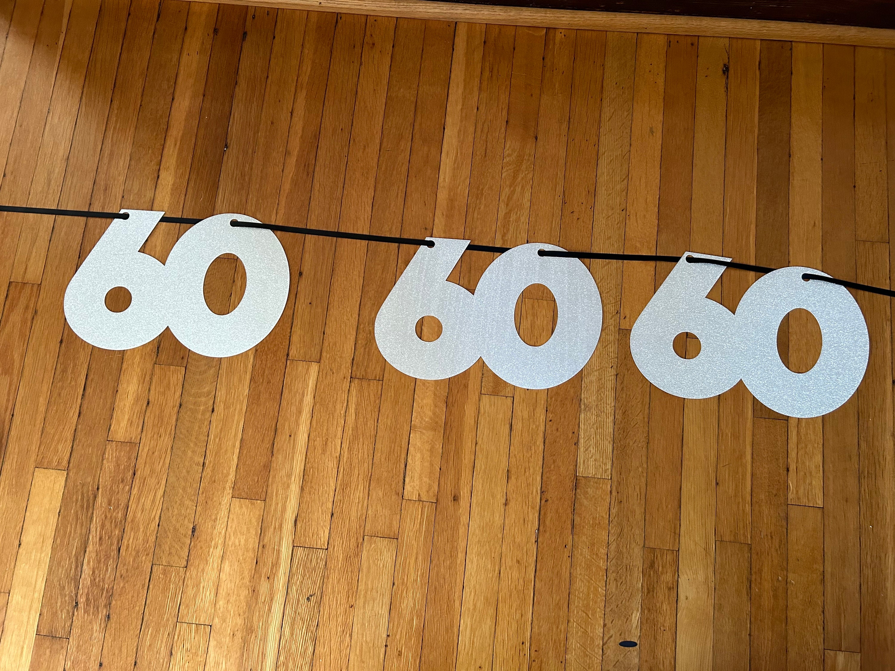 60th Silver Glitter Banner 60th Birthday Banner 60th Anniversary Banner ...