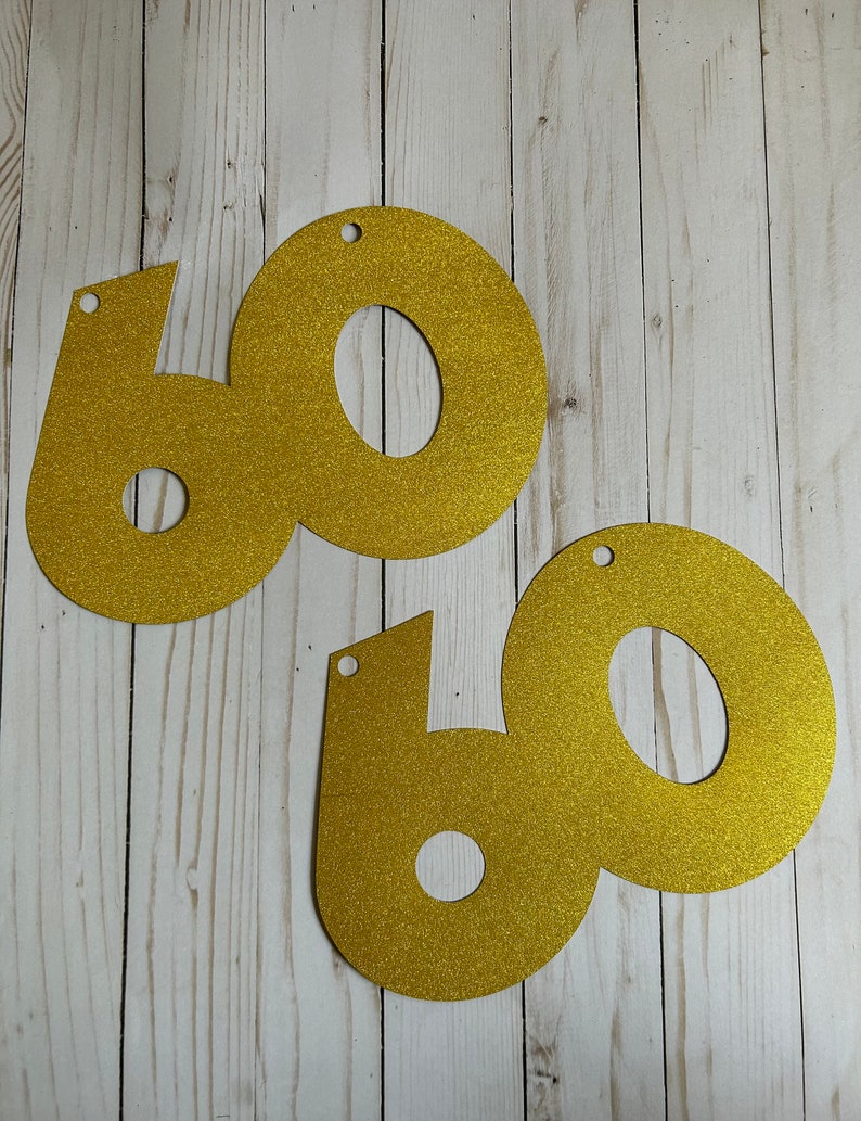 60th Gold Glitter Banner - 60th Birthday Banner - 60th Anniversary ...