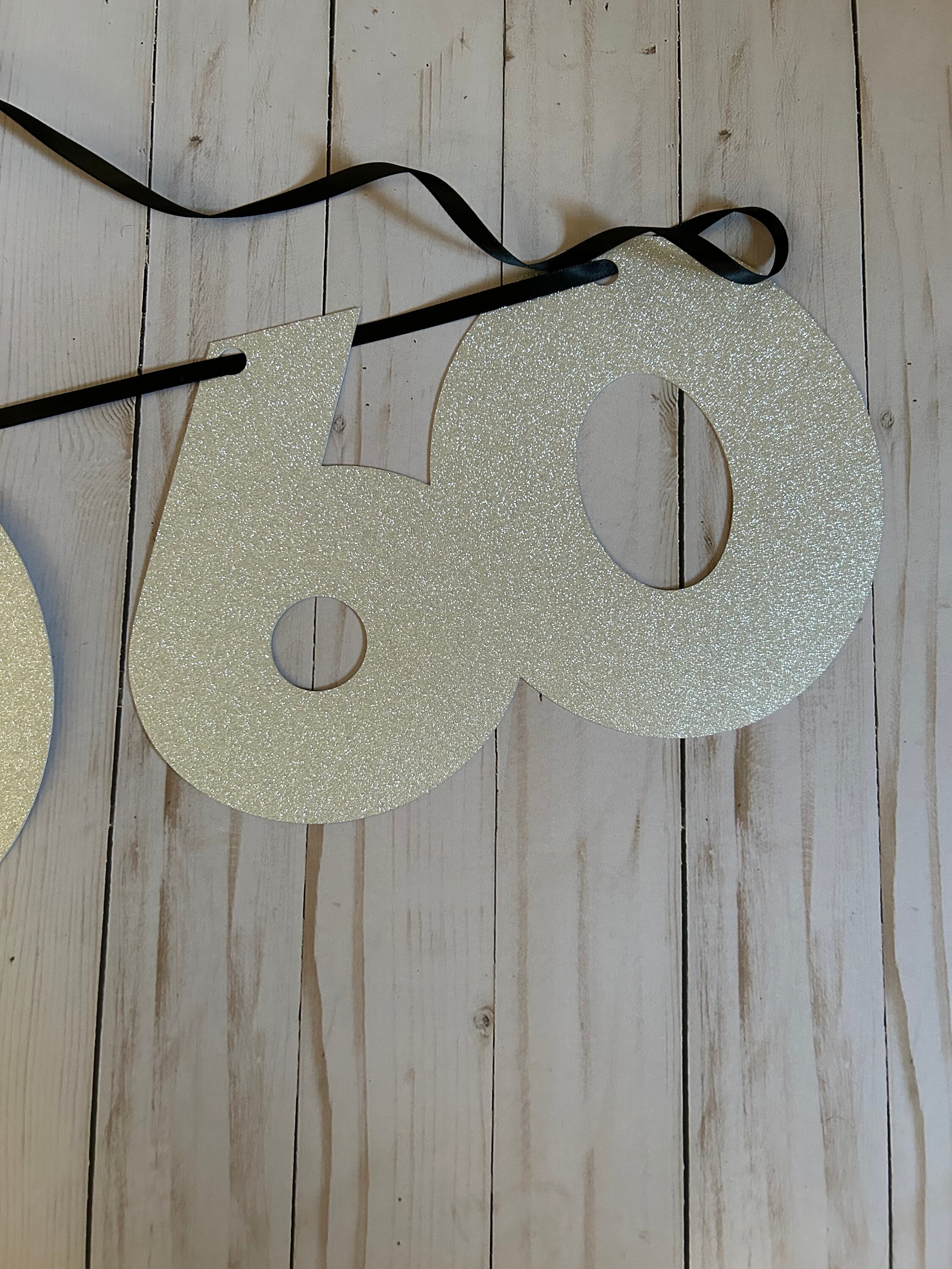 60th Silver Glitter Banner 60th Birthday Banner 60th Anniversary Banner ...