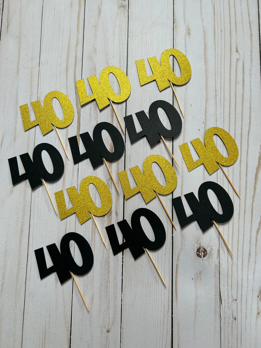 40th Cupcake Toppers - 40th Birthday Toppers - 12 Cupcake Toppers ...