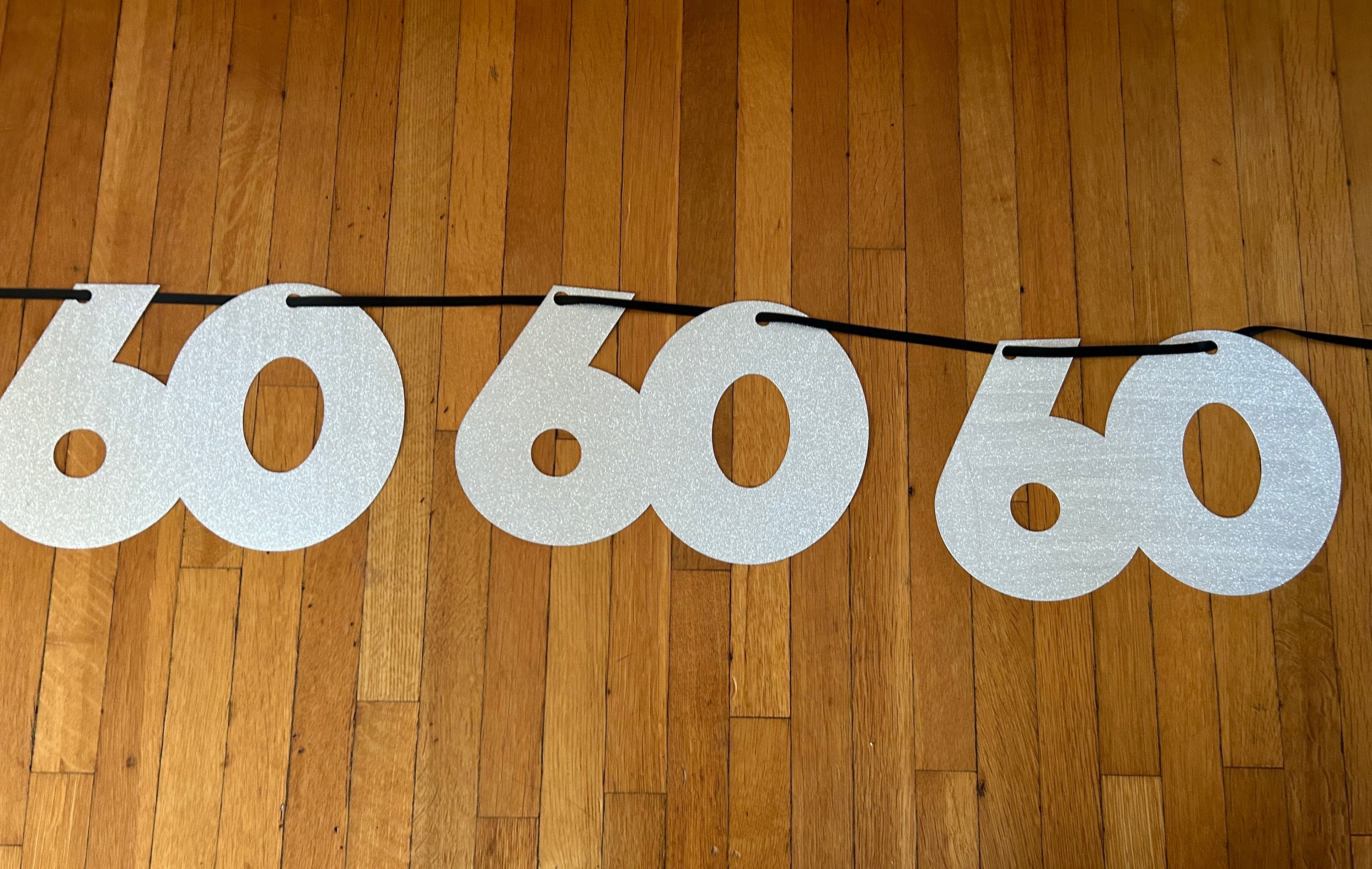 60th Silver Glitter Banner 60th Birthday Banner 60th Anniversary Banner ...