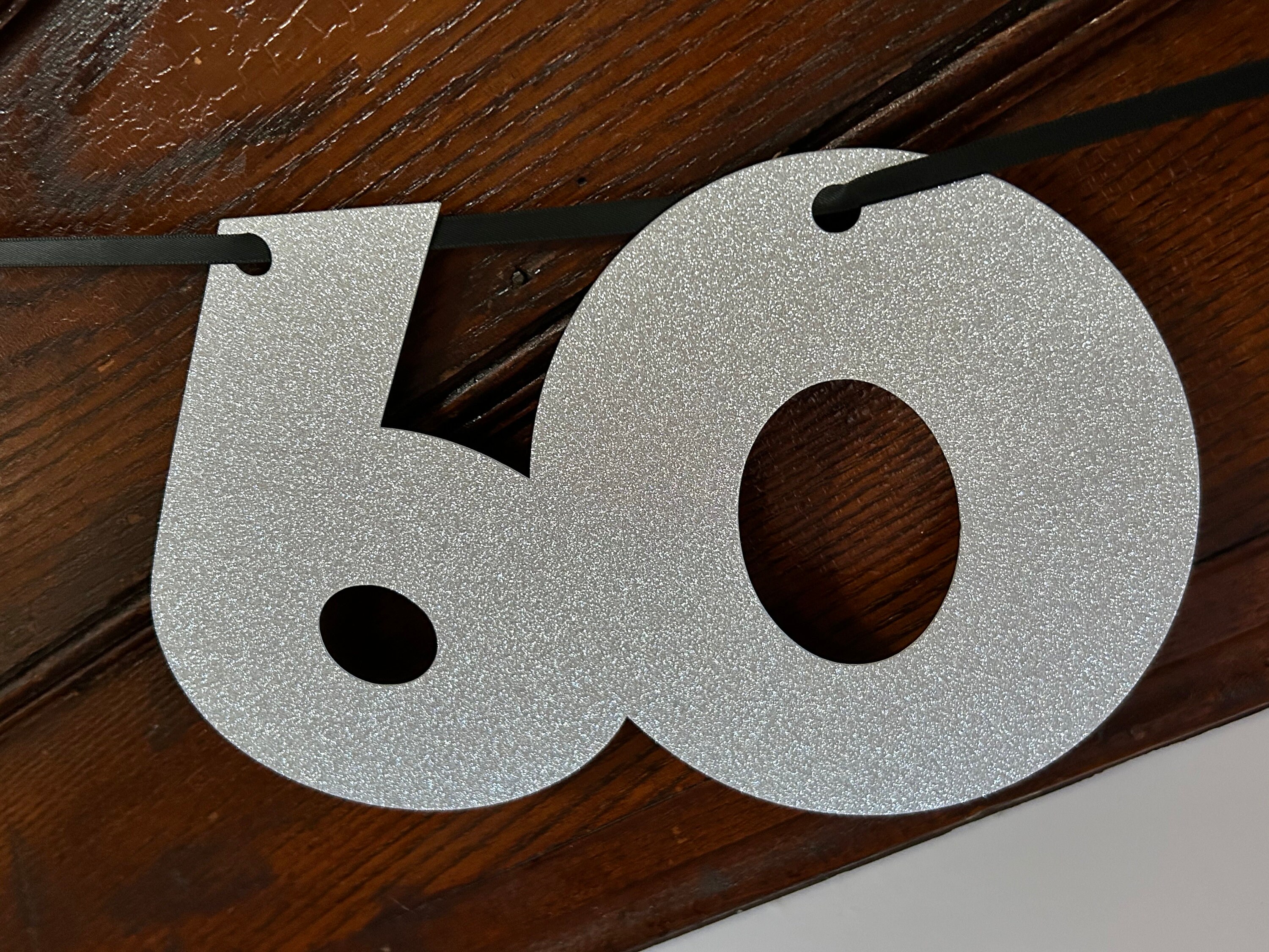 60th Silver Glitter Banner 60th Birthday Banner 60th Anniversary Banner ...