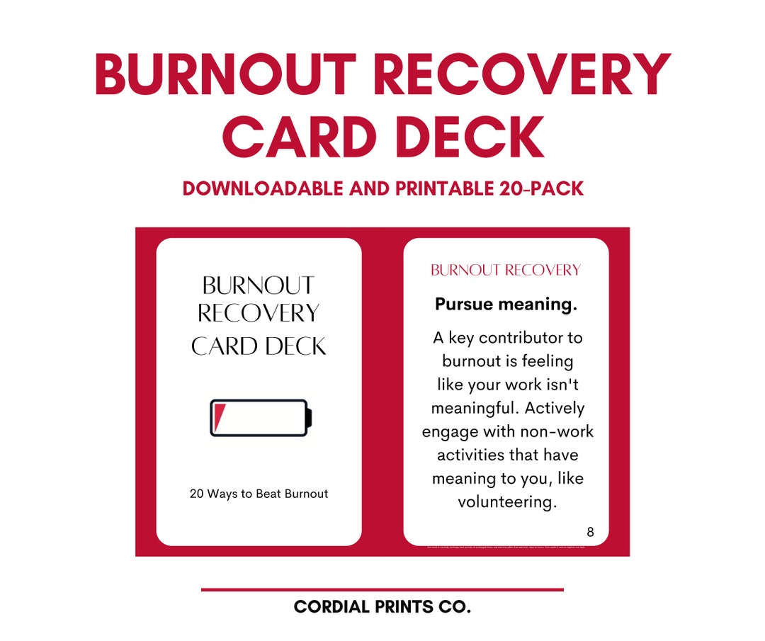 Burnout Recovery Card Deck • 20 Printable Cards • Techniques and Advice ...