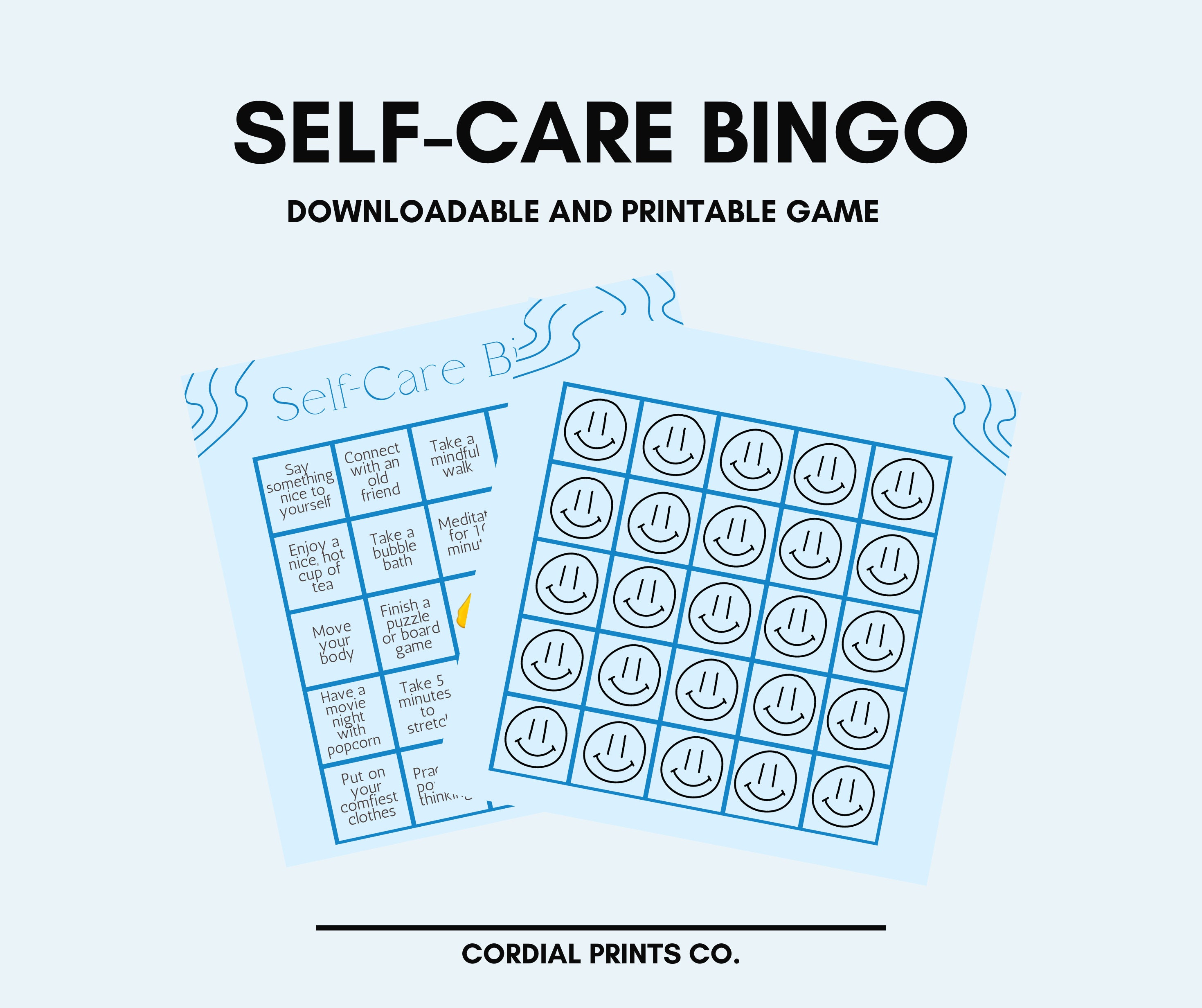 Self-care Bingo Game • 24 Self-care Ideas • Digital Printable Game ...