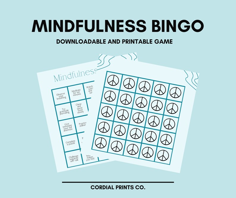 Mindfulness Bingo Game 24 Ways to Practice Mindfulness - Etsy