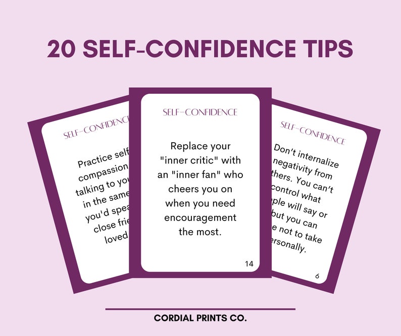 Self-confidence Card Deck • 20 Printable Cards • Confidence Tips and ...