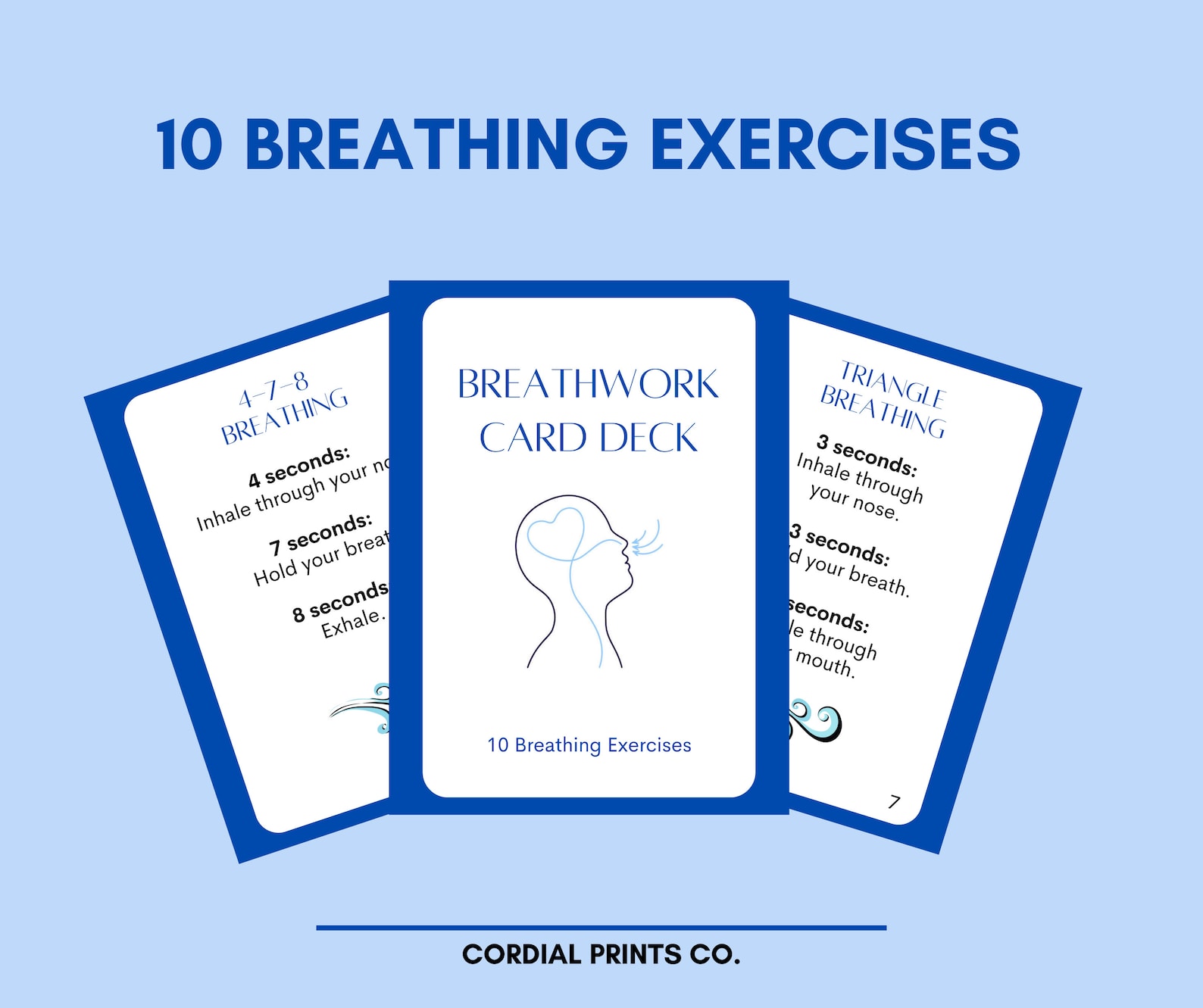 Breathwork Card Deck • 10 Printable Cards • Breathing Exercises and ...