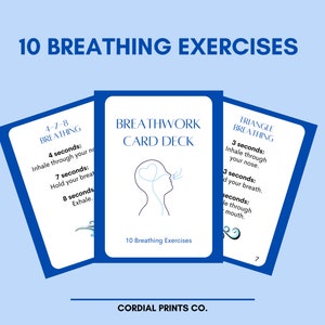 Breathwork Card Deck • 10 Printable Cards • Breathing Exercises and ...