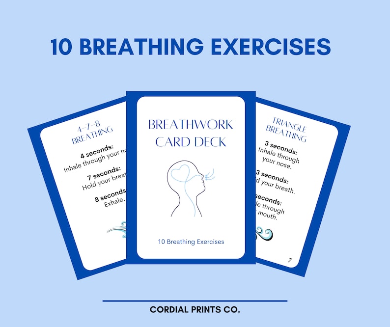 Breathwork Card Deck • 10 Printable Cards • Breathing Exercises and ...