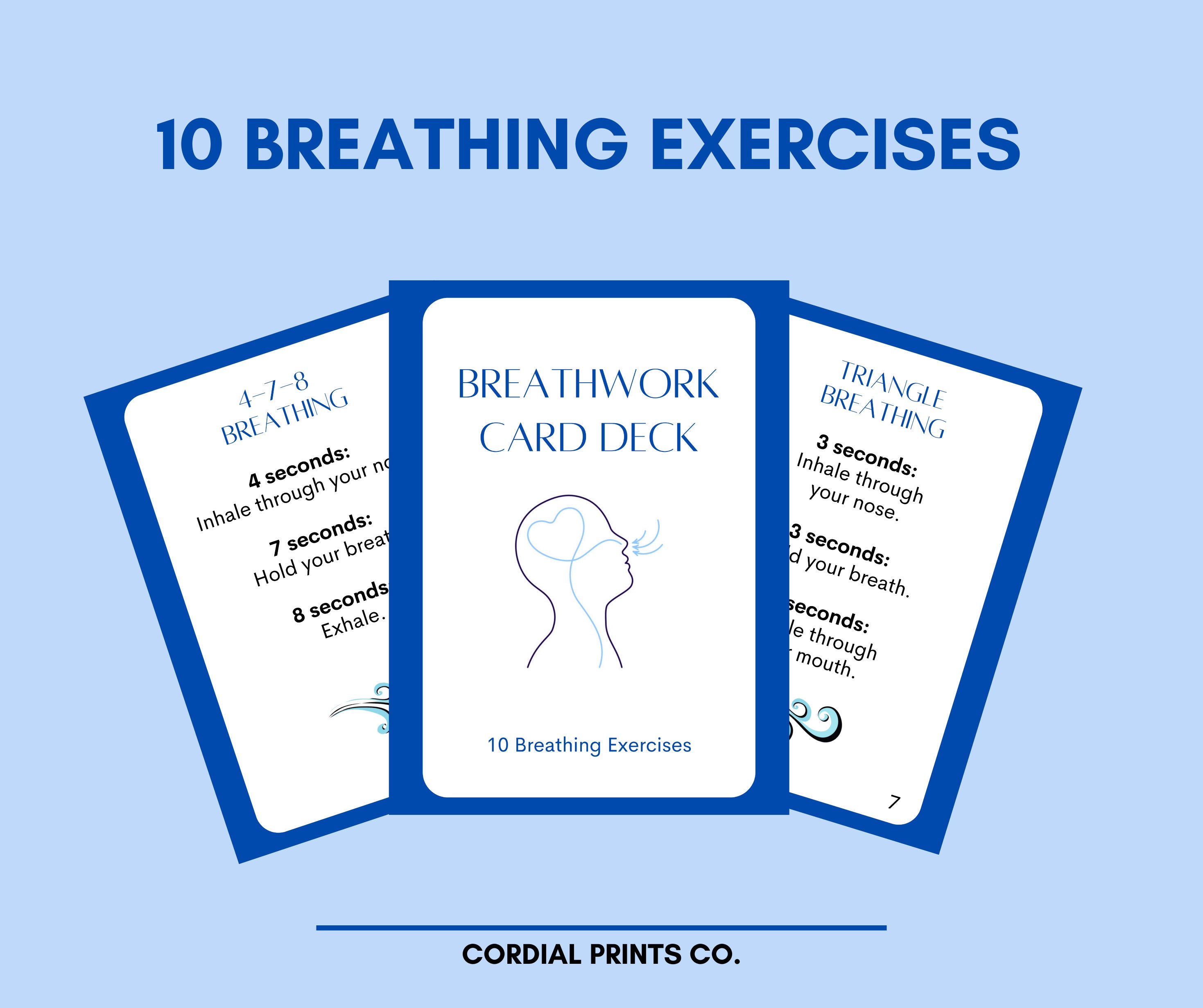 Breathwork Card Deck • 10 Printable Cards • Breathing Exercises and ...