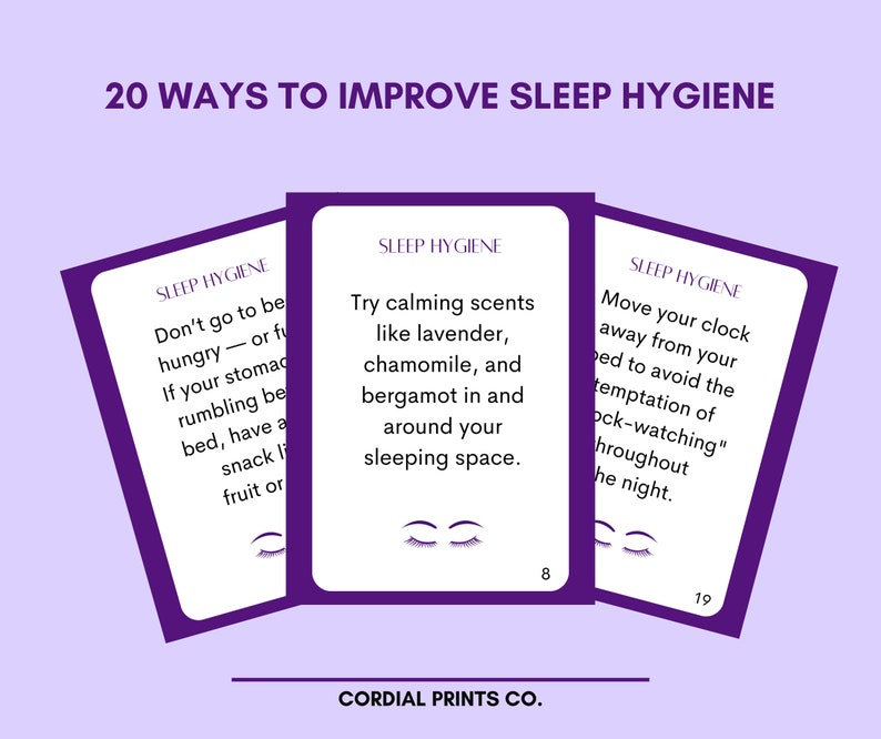 Sleep Hygiene Card Deck • 20 Printable Cards • Healthy Sleeping Tips ...