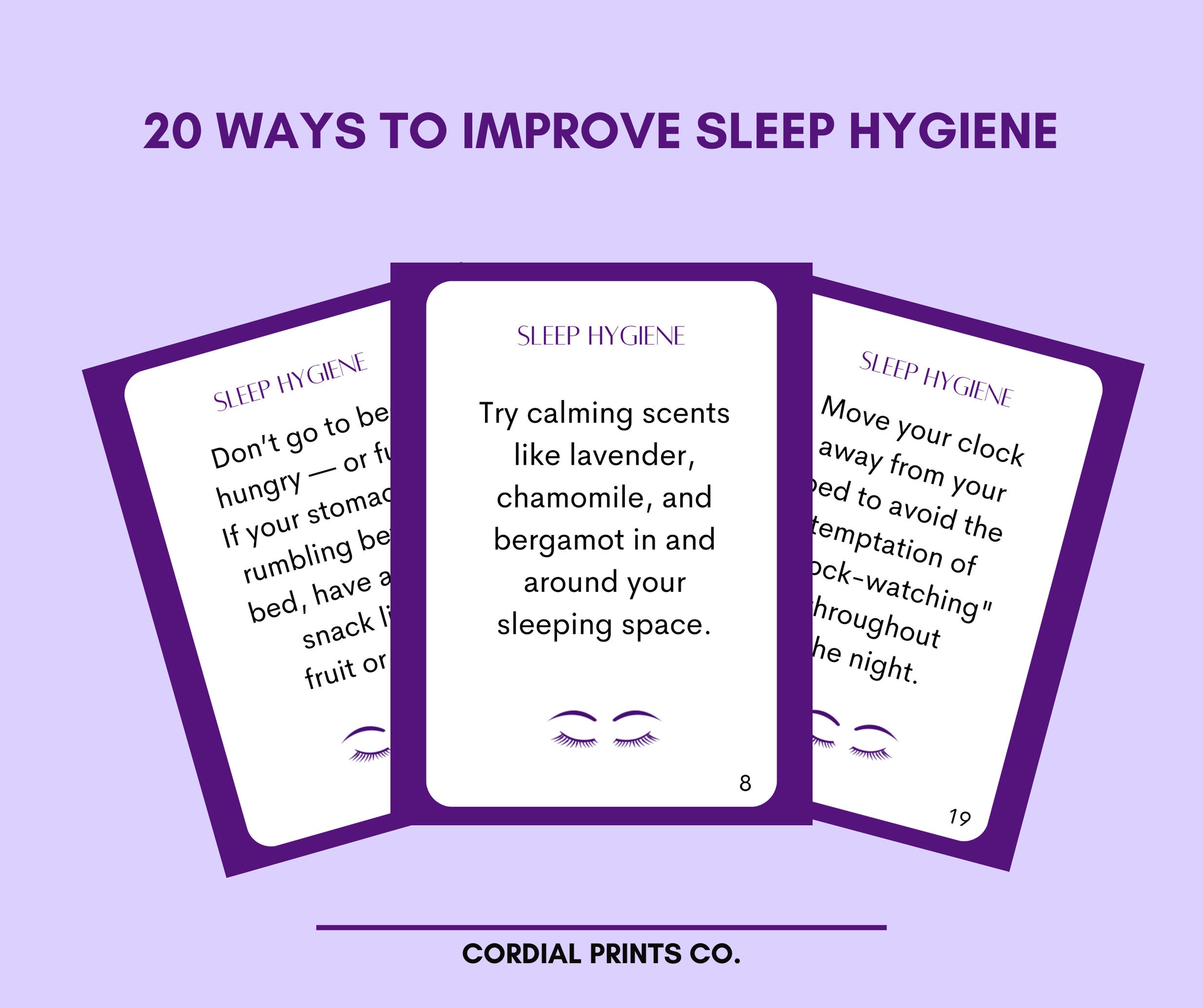 Sleep Hygiene Card Deck • 20 Printable Cards • Healthy Sleeping Tips ...