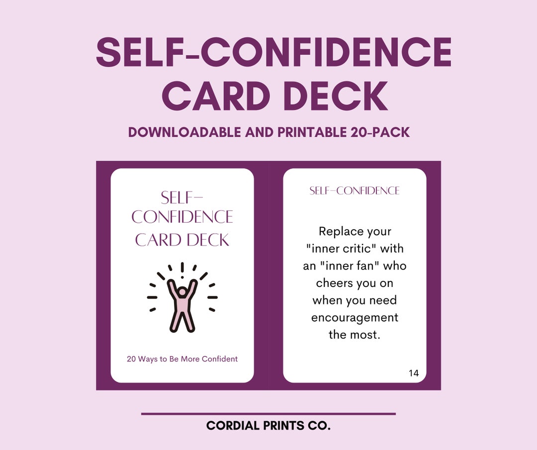 Self-confidence Card Deck • 20 Printable Cards • Confidence Tips and ...