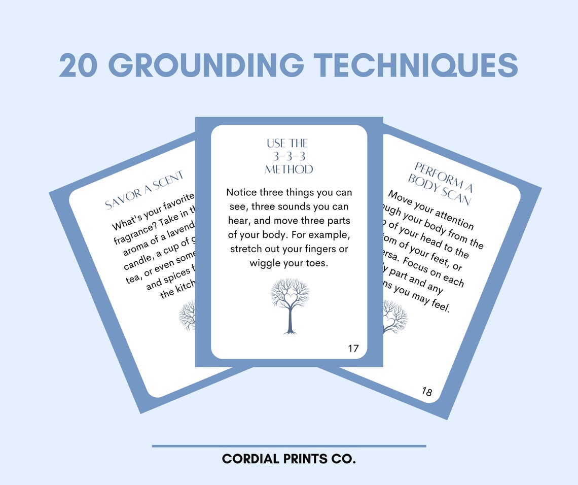 Grounding Card Deck • 20 Printable Cards • Grounding Techniques and ...