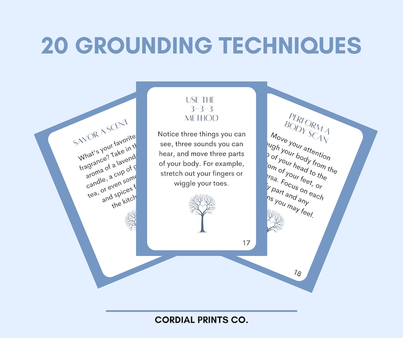 Grounding Card Deck • 20 Printable Cards • Grounding Techniques and ...